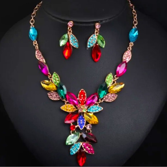 Source Unknown | Jewelry | Gorgeous Multicolor Rhinestone Floral Flower ...